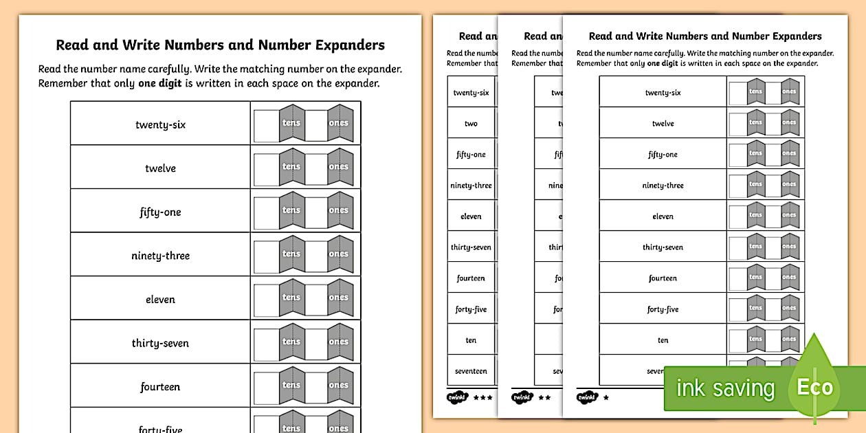 Read and Write Numbers and Number Expanders Differentiated Worksheets