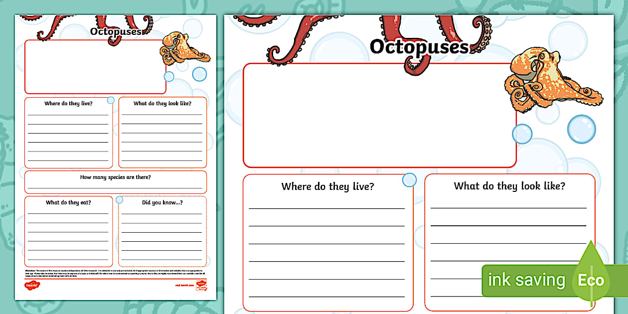 Octopus Fact File Template - Twinkl - KS1 (teacher made)