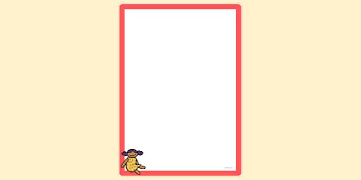 Simple Blank Doll Sitting Up Page Border | Ready-to-use