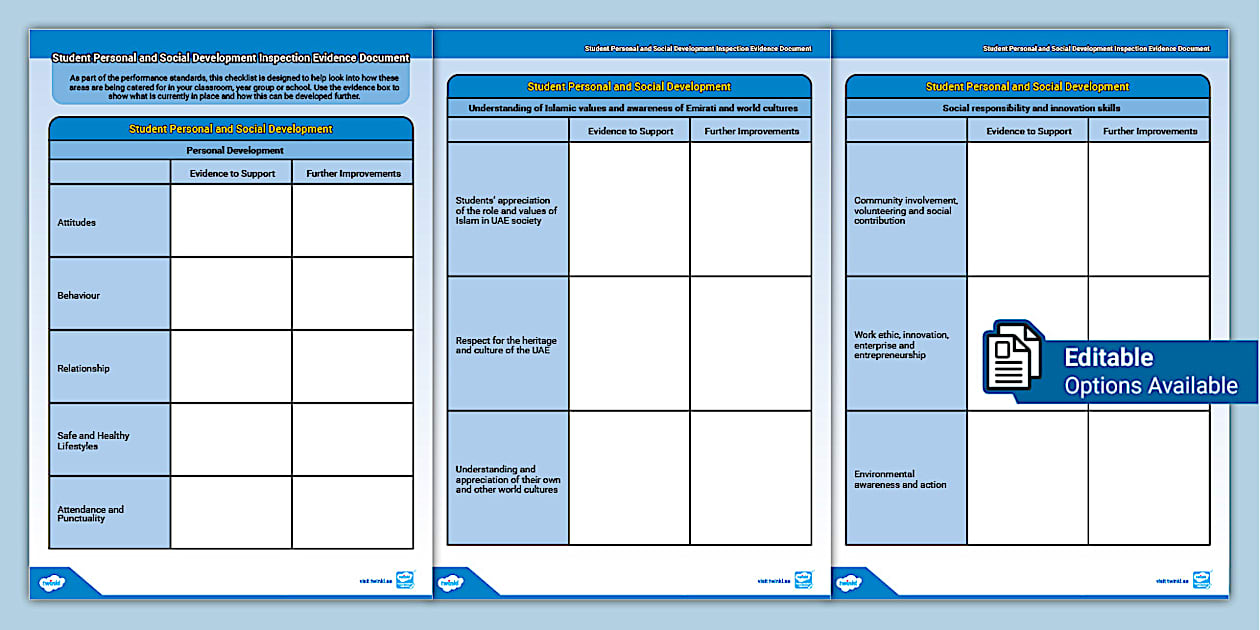 ADEK Student Personal and Social Development Evidence Document