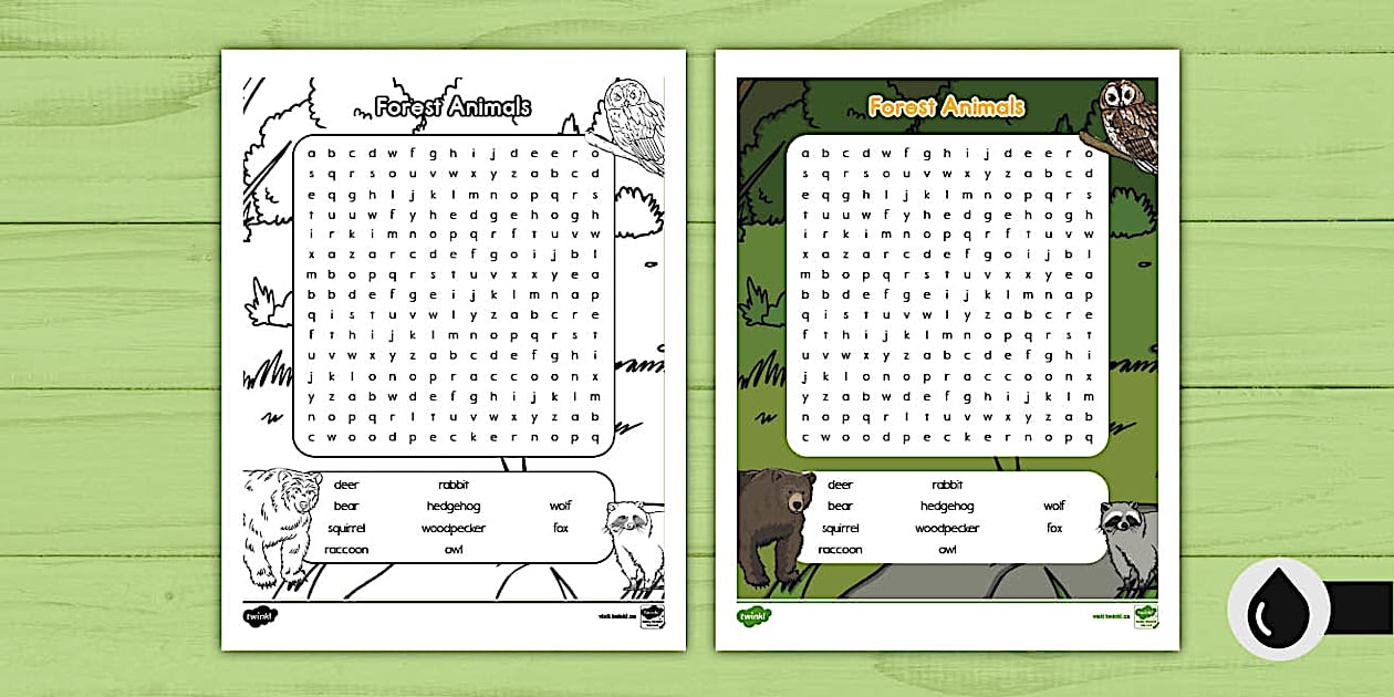 Forest Animals Word Search - Educational Wildlife Activity
