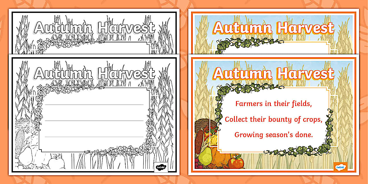 Autumn Harvest Haiku Poetry Template (teacher made) - Twinkl