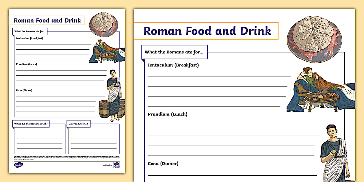 Roman Food and Drink Fact File Template (teacher made)