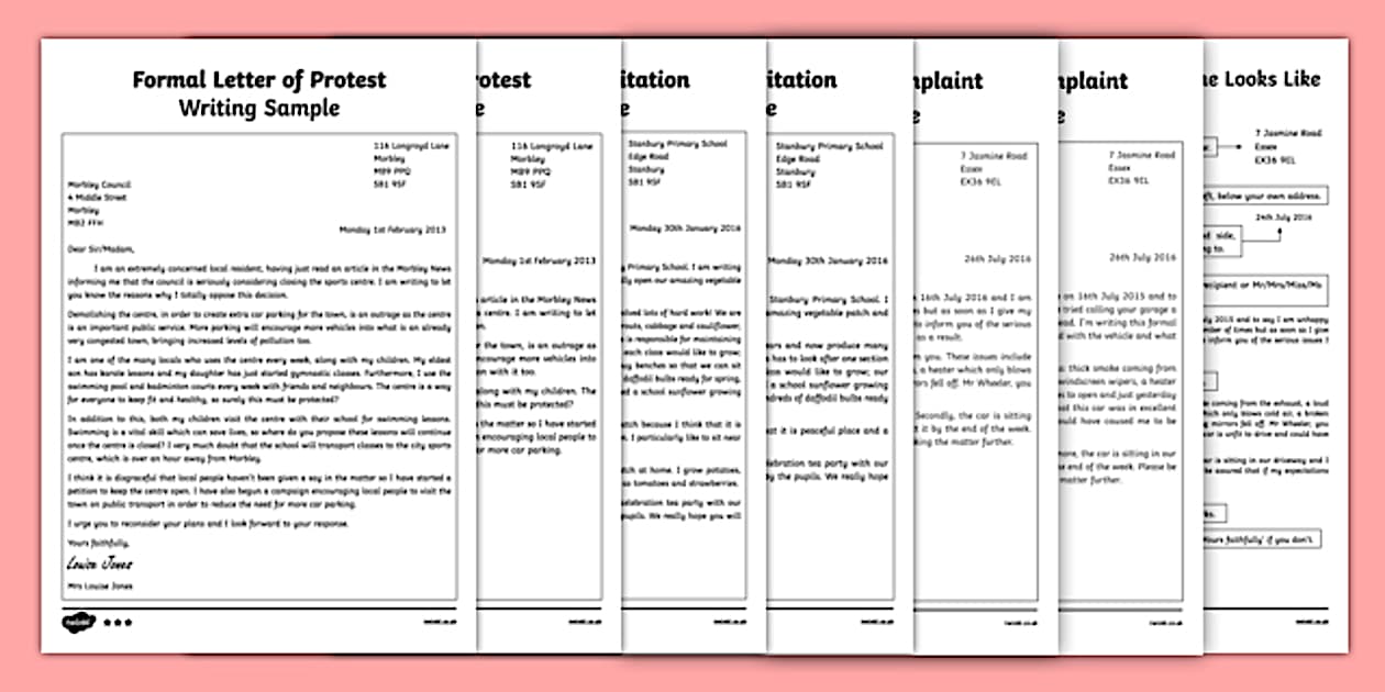 Formal Letter Examples Resource Pack - ESL Writing a Formal Letter