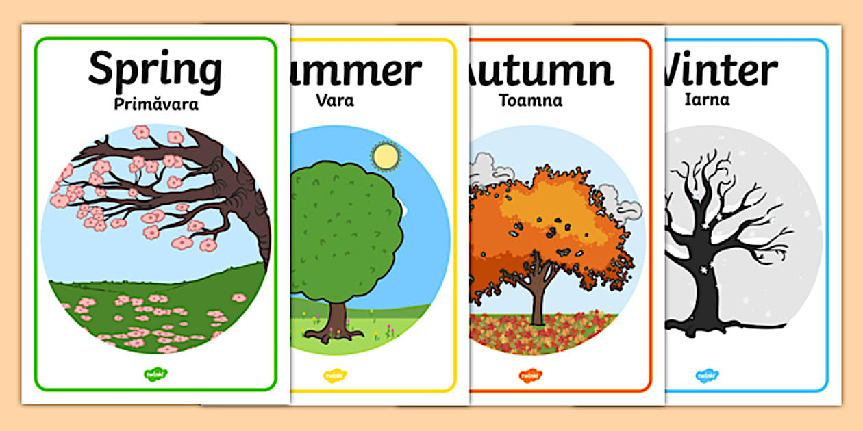 Four Seasons Posters A4 Romanian Translation - Twinkl