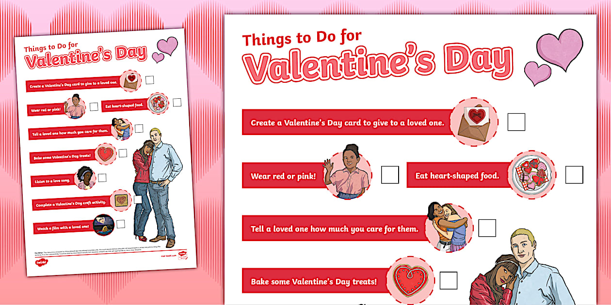 Things to Do for Valentine's Day Checklist Activity