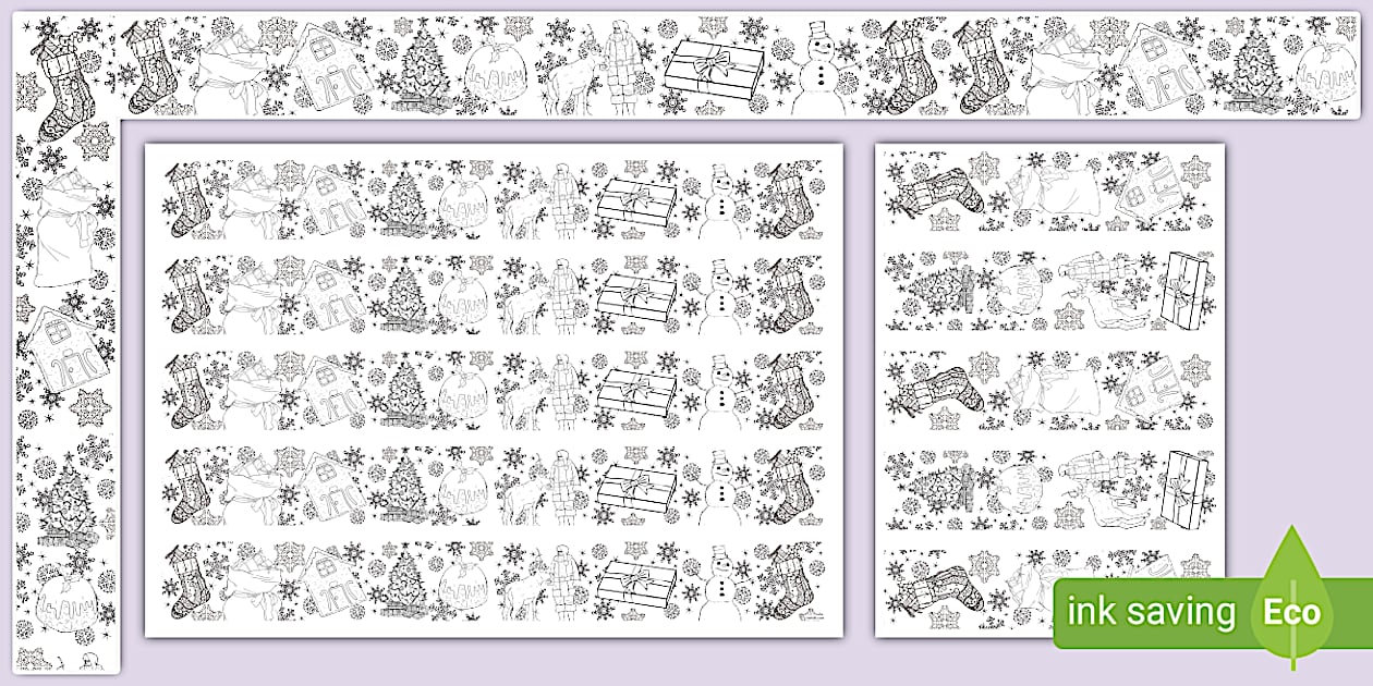 Christmas Colouring Display Borders - Twinkl - KS2 - Twinkl