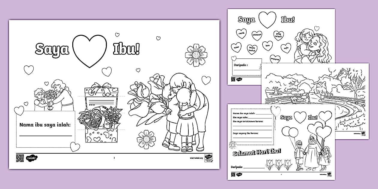 Hari Ibu Aktiviti Mewarna Saya Sayang Ibu
