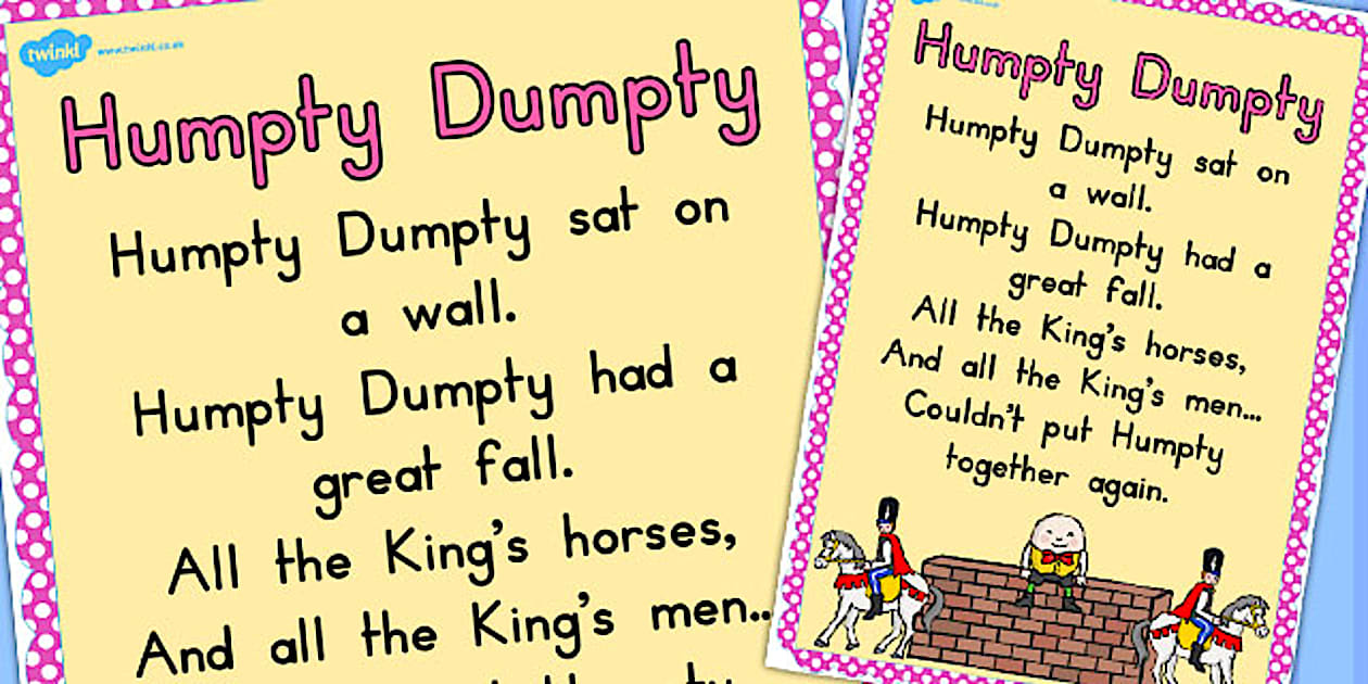 Humpty Dumpty Nursery Rhyme Poster (professor feito)