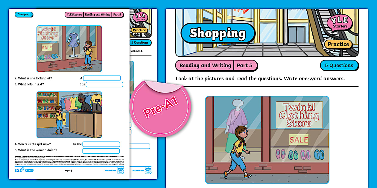 YLE Starters Reading and Writing - Part 5 Shopping [Pre-A1]
