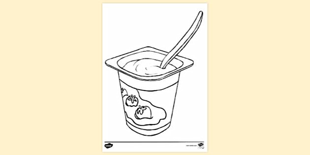 Strawberry Yoghurt Colouring Sheet | Twinkl (teacher made)