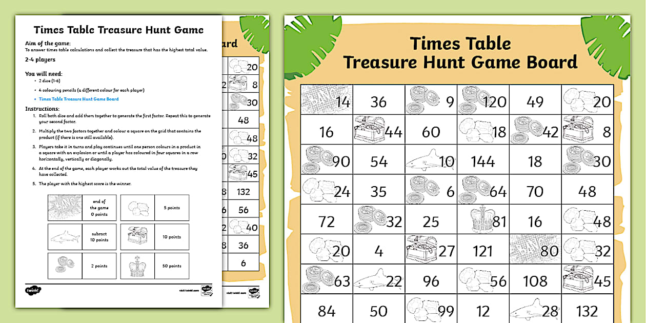 👉 Times Table Treasure Hunt Game (teacher made) - Twinkl