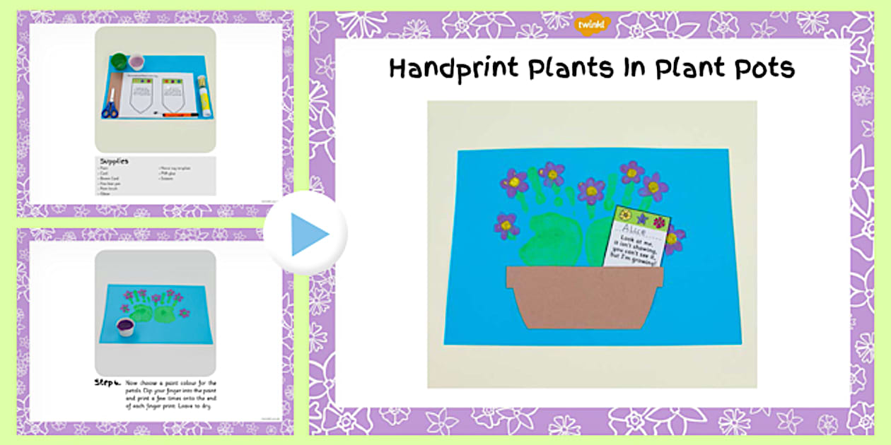 Handprint Plants in Plant Pot Craft Instructions PowerPoint
