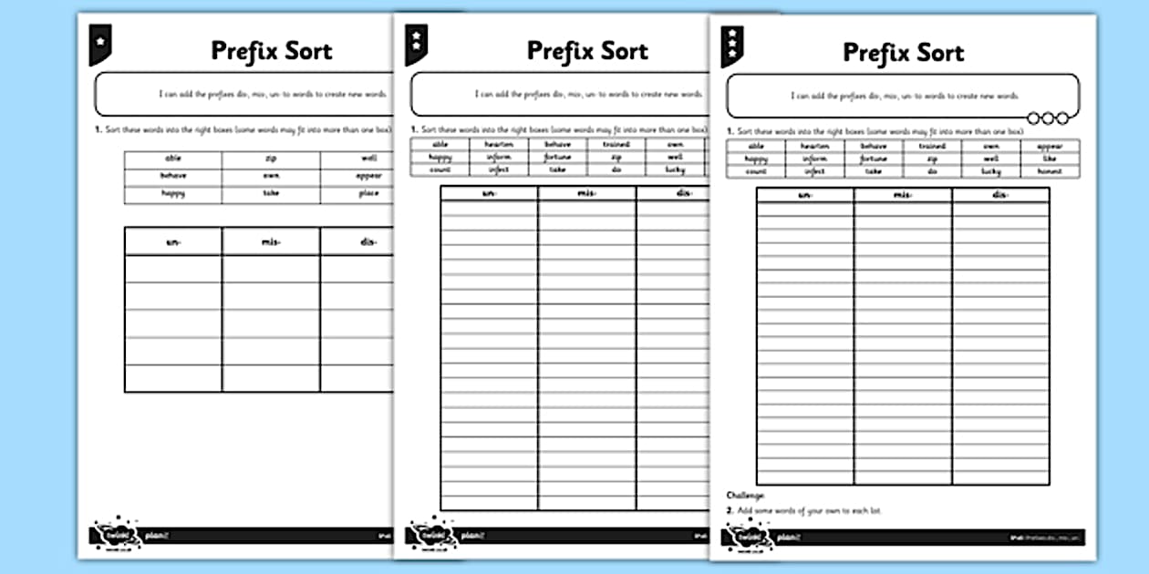 dis-, mis-, un- Prefix Worksheet / Worksheet Pack - ESL Prefixes Worksheet