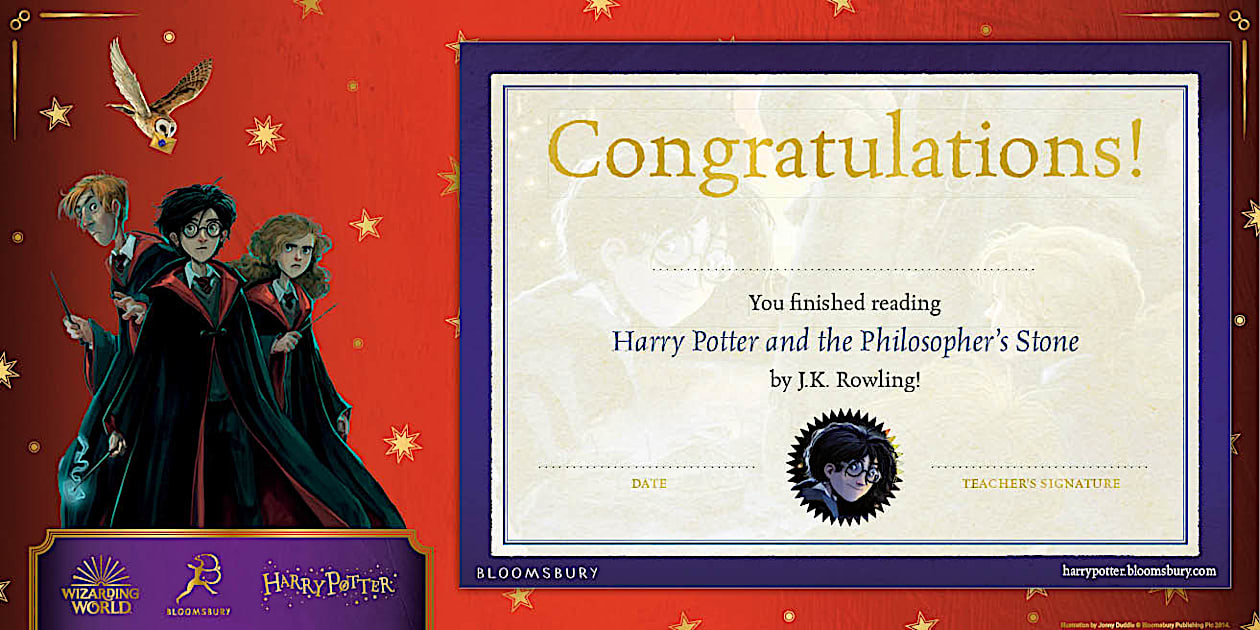 FREE! - Harry Potter and the Philosopher's Stone Certificate