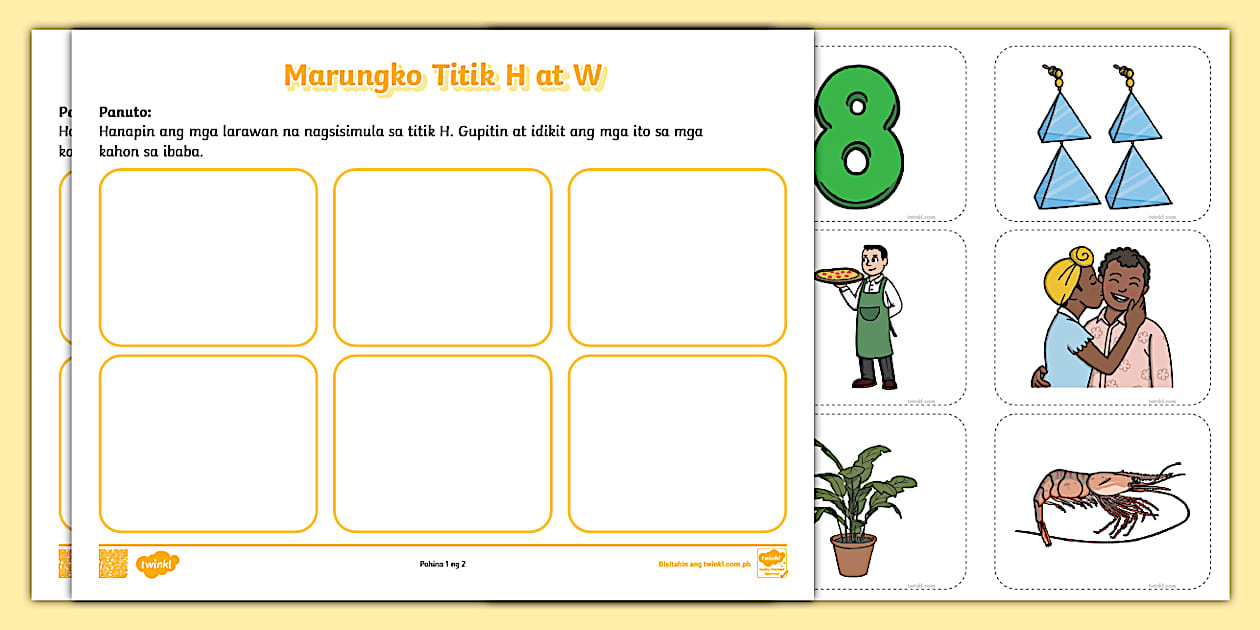 Marungko Titik H at W Cut And Paste Activity | Philippines | Twinkl