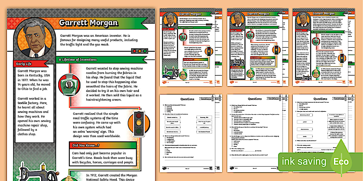LKS2 Garrett Morgan Reading Comprehension Activity - Twinkl