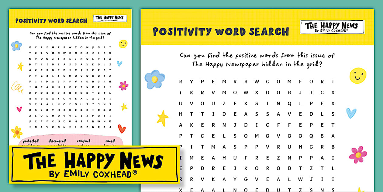 Positivity Word Search Activity | The Happy Newspaper