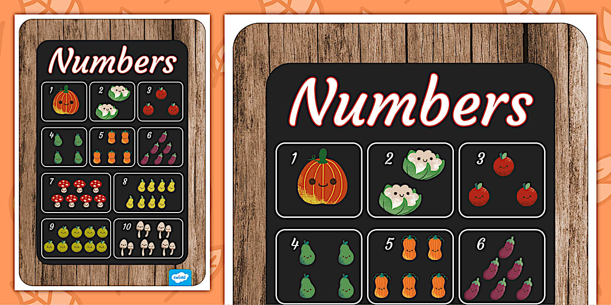 👉 Autumn Market Themed Numbers 1-10 Display Poster