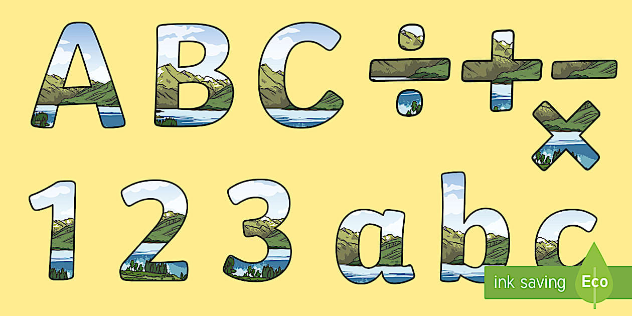 Editable Lake and Mountain Display Lettering - Twinkl