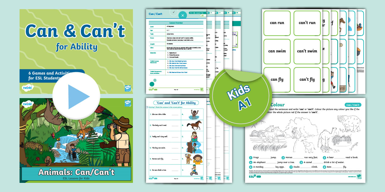 ESL Can / Can't for Ability Lesson Plan [Kids, A1]
