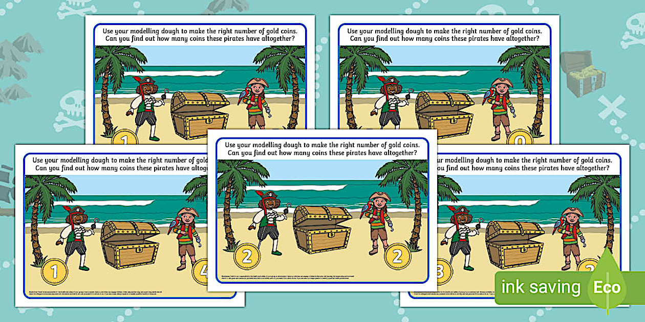 Pirate Addition Modelling Dough Mats (teacher made) - Twinkl