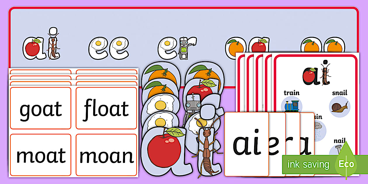 QLD ai, ee, er, oa, oo Phonics Display Pack - Twinkl