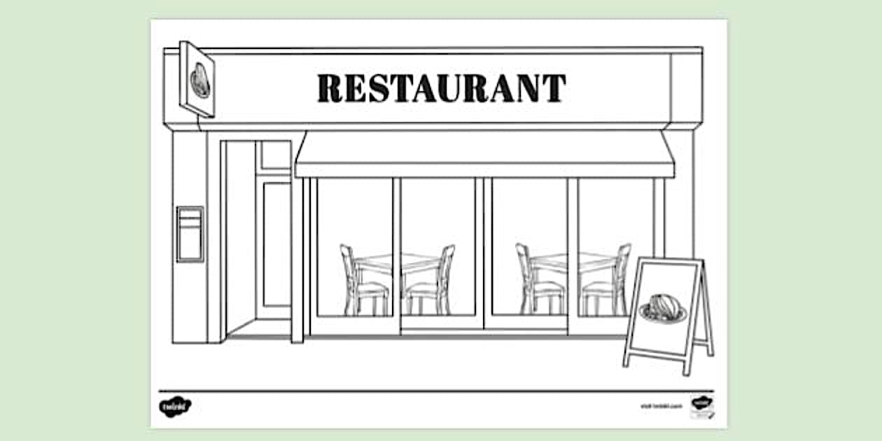Restaurant Colouring Page - Primary School - Twinkl