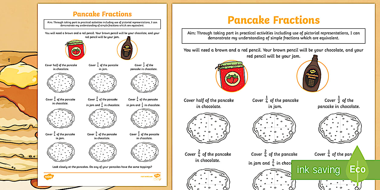 Pancake-Themed Equivalent Fractions Worksheet / Worksheet