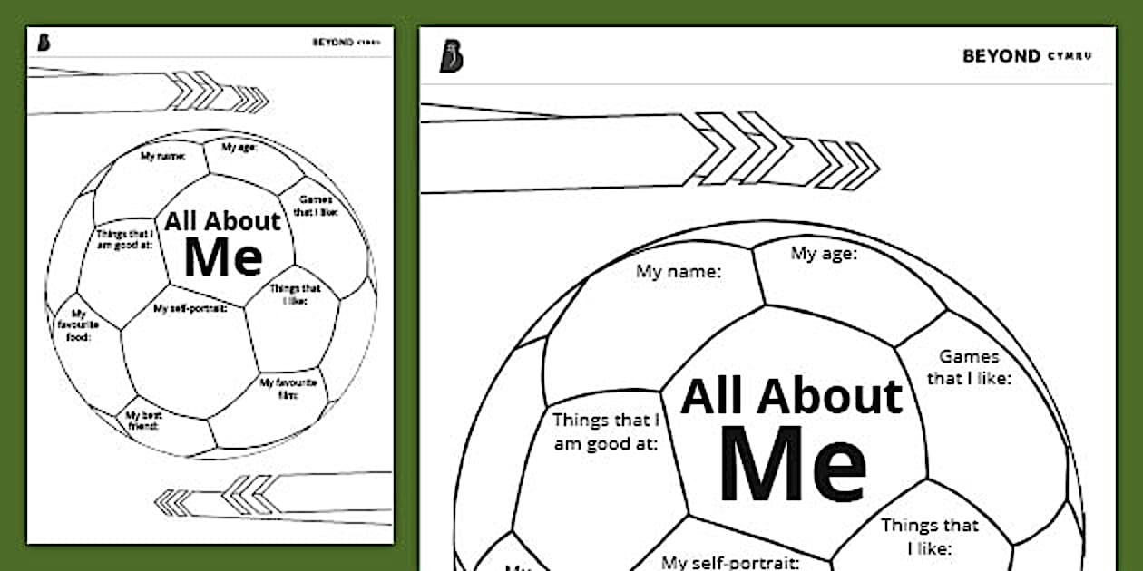 Beyond Cymru: All About Me Football Activity Sheet - Twinkl