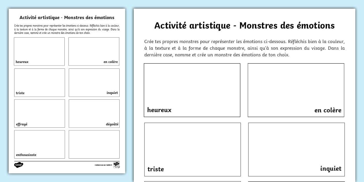 Activité artistique - Les monstres des émotions - Twinkl