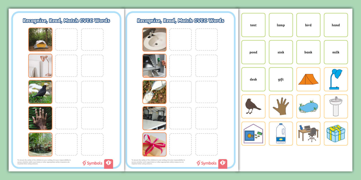 Twinkl Symbols: Recognise, Read, Match CVCC Words - Twinkl