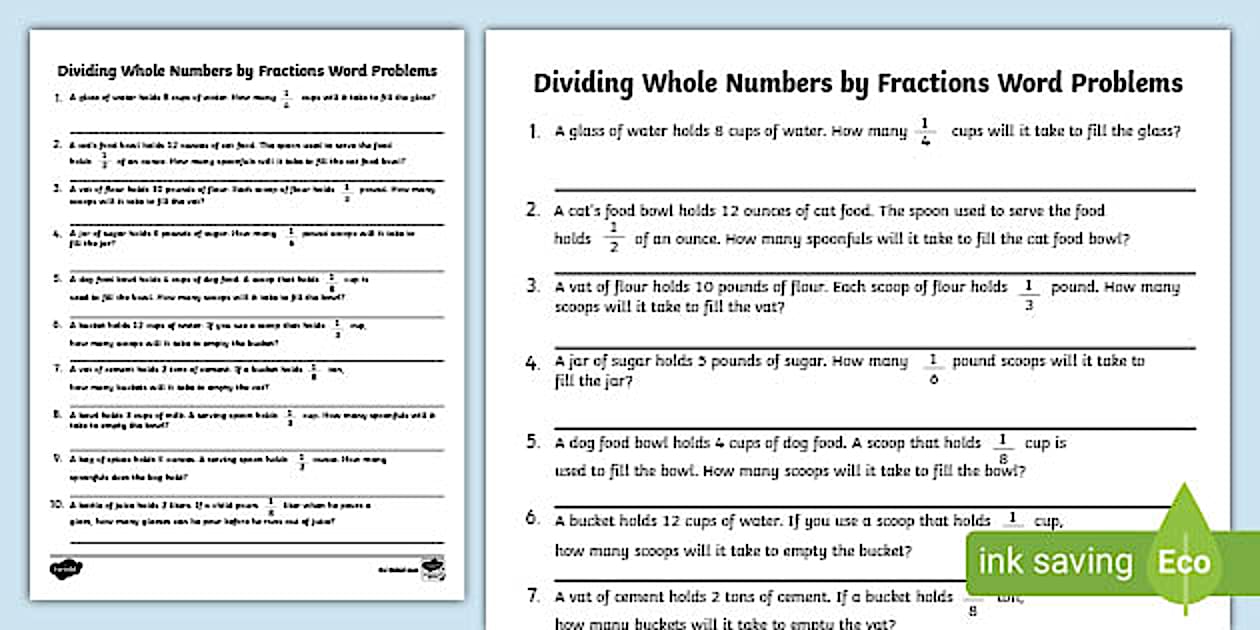 Dividing Fractions Word Problems | Math | Twinkl USA