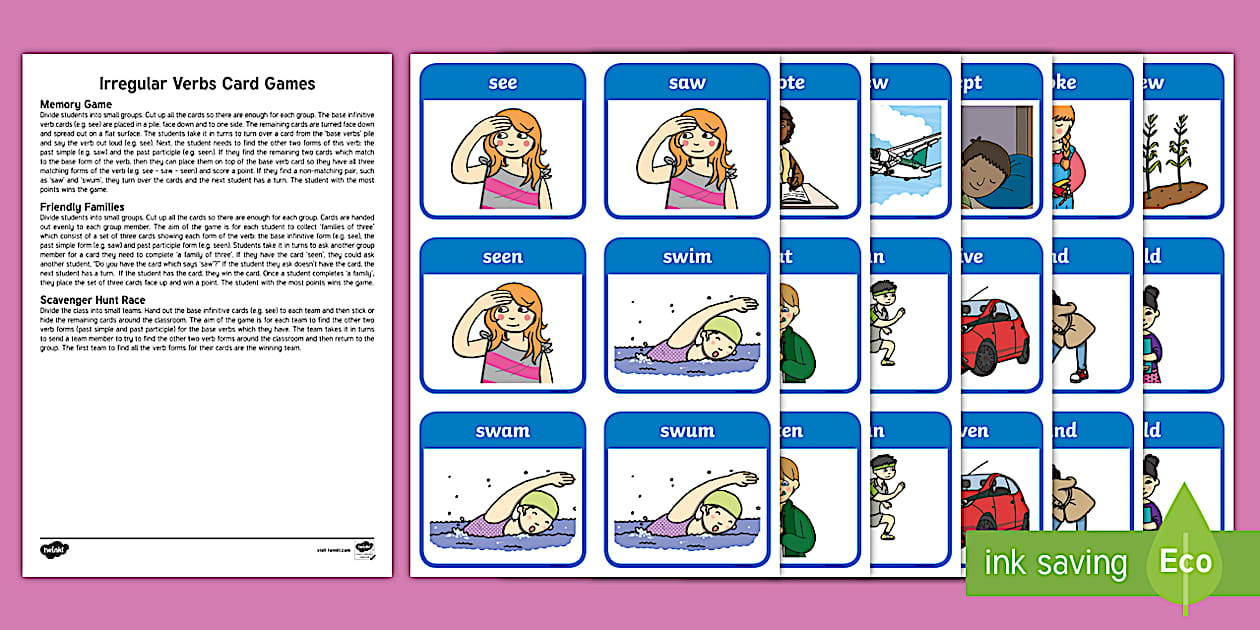 TEFL/ESL Irregular Verbs (Past Simple and Past Participle) Card Game
