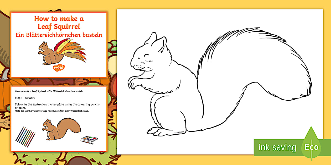 Leaf Squirrel Craft Instructions English/German - Twinkl