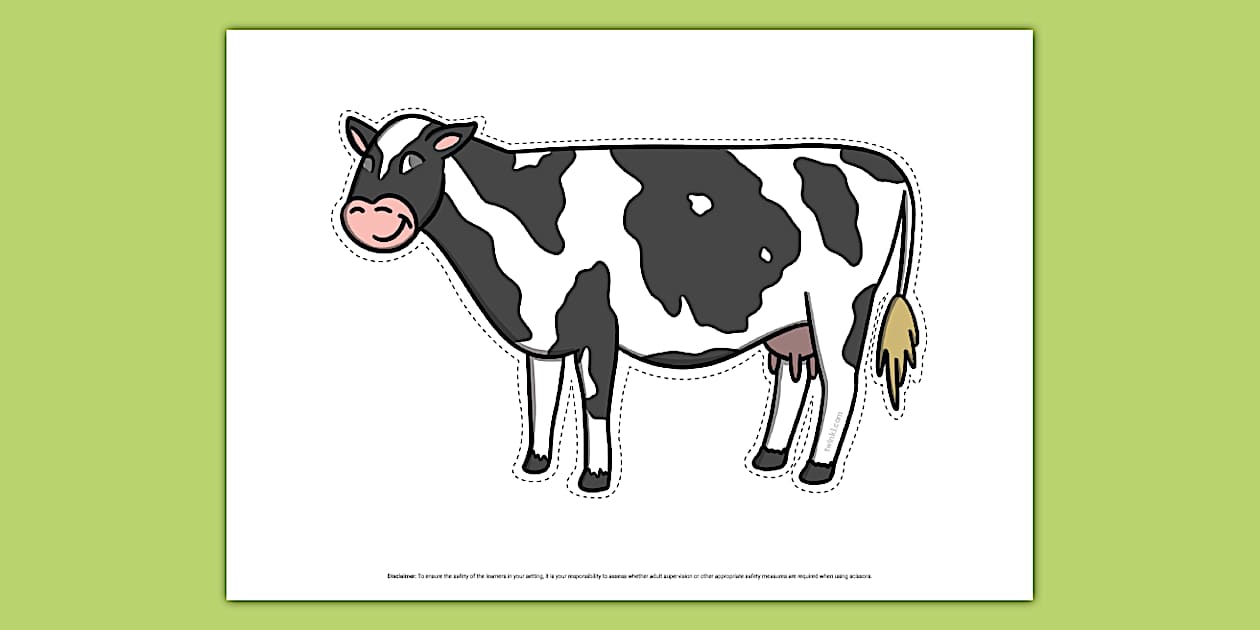 Cow Emoticon Cut Out (teacher made) - Twinkl