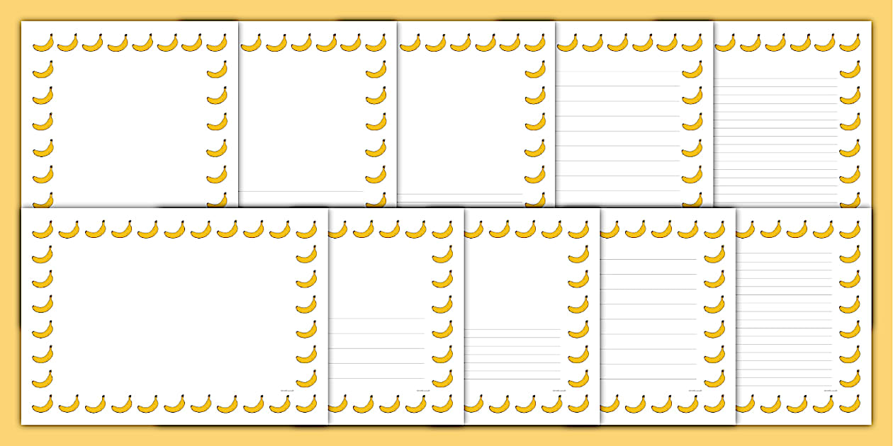 Editable Fairtrade Fortnight Banana Themed Page Borders