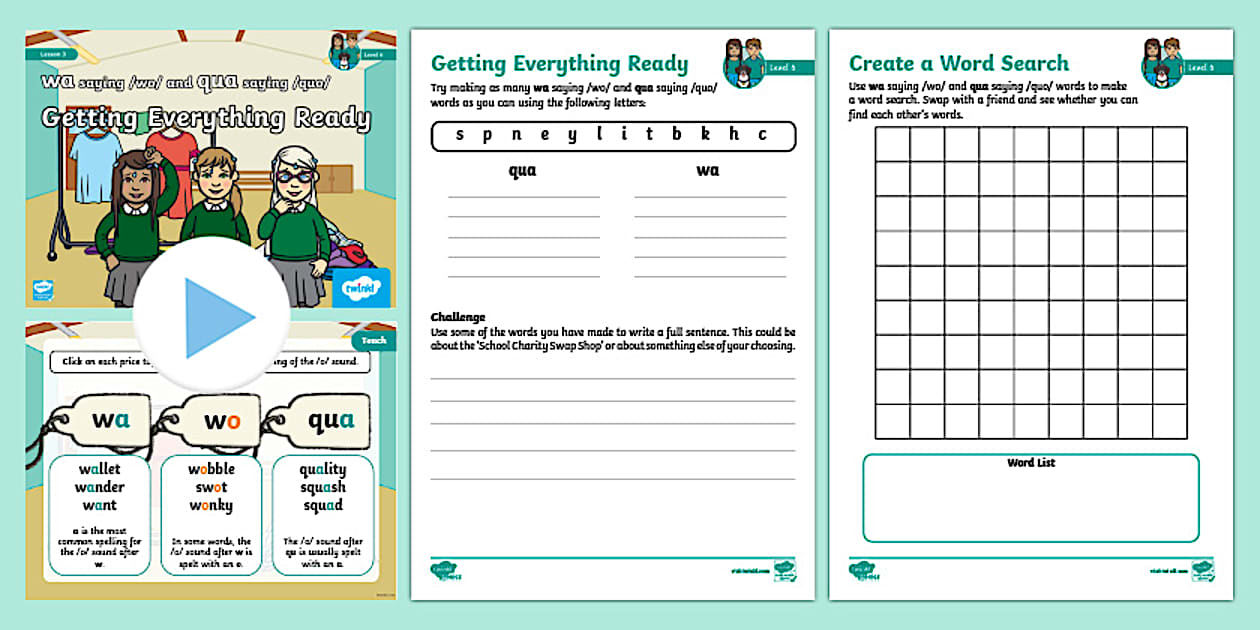 Level 6 Week 26 Lesson 3 - ‘wa’ and ‘qua’ - Twinkl