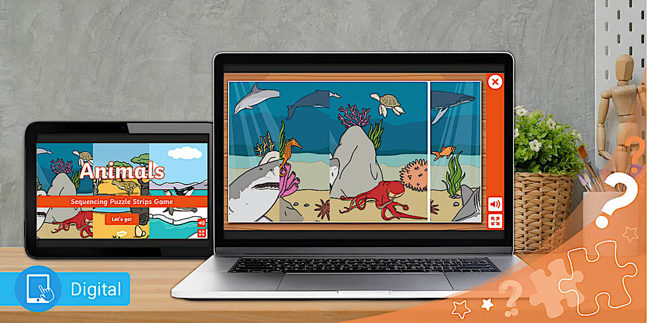 Animals Sequencing Puzzle Strips Game | Twinkl Go! - Twinkl