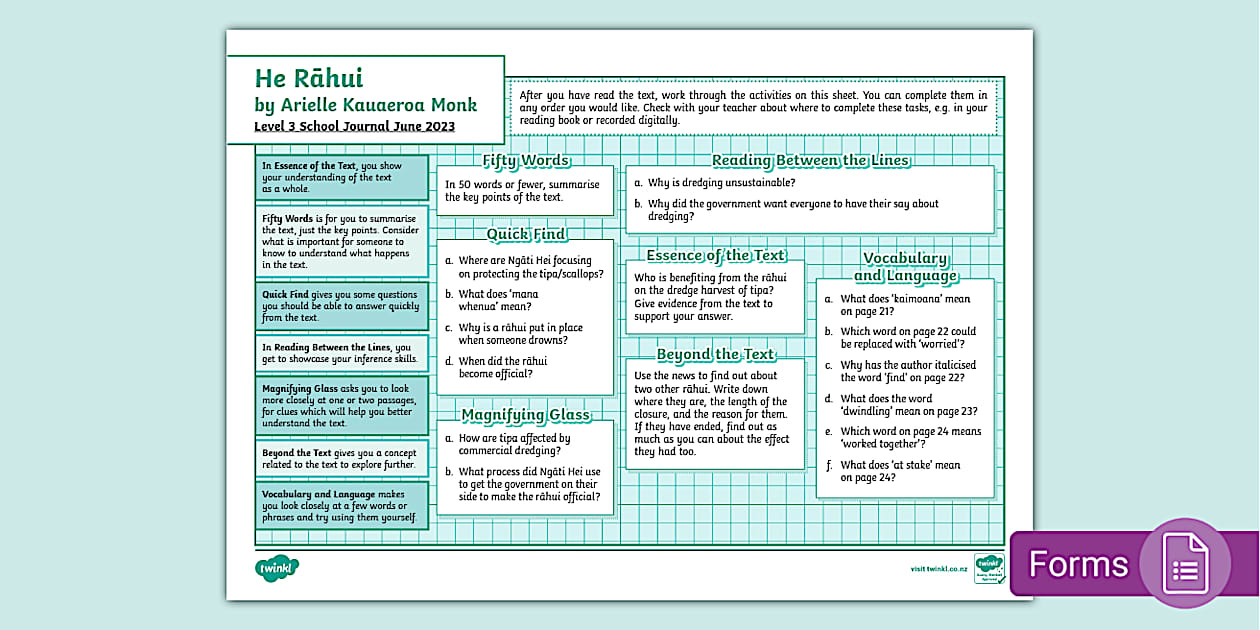 Level 3 June 2023 School Journal: He Rāhui (Article Comprehension)