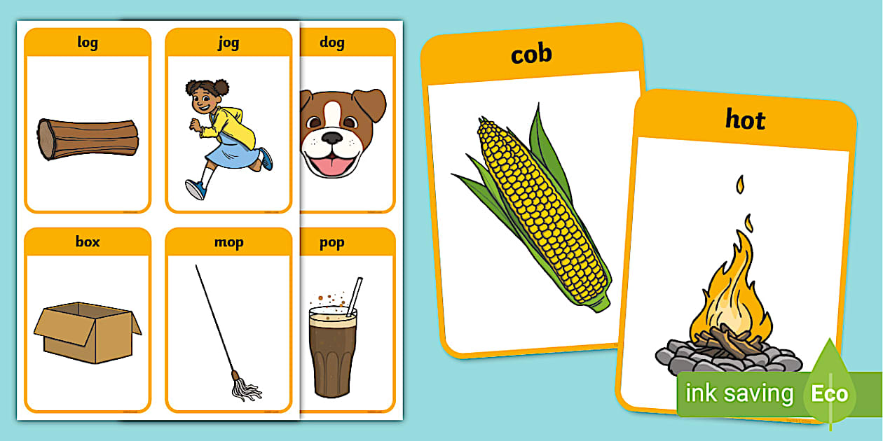 Black and White CVC Word Cards O (teacher made) - Twinkl