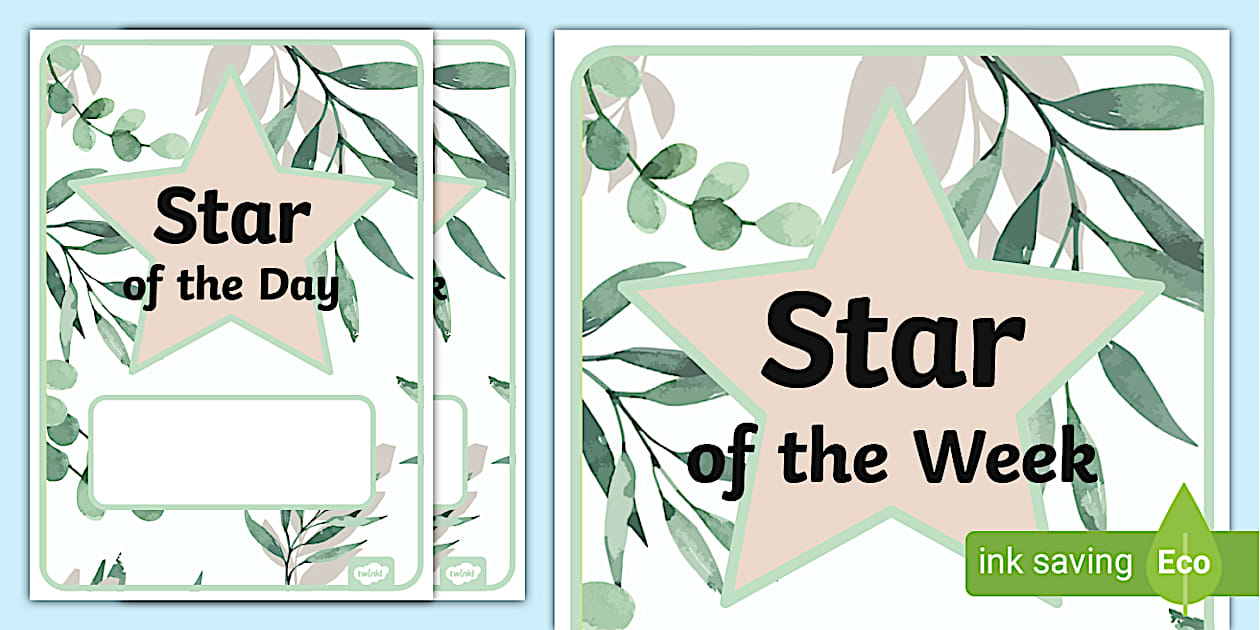 Botanical Themed Star of the Day and Week Display Posters
