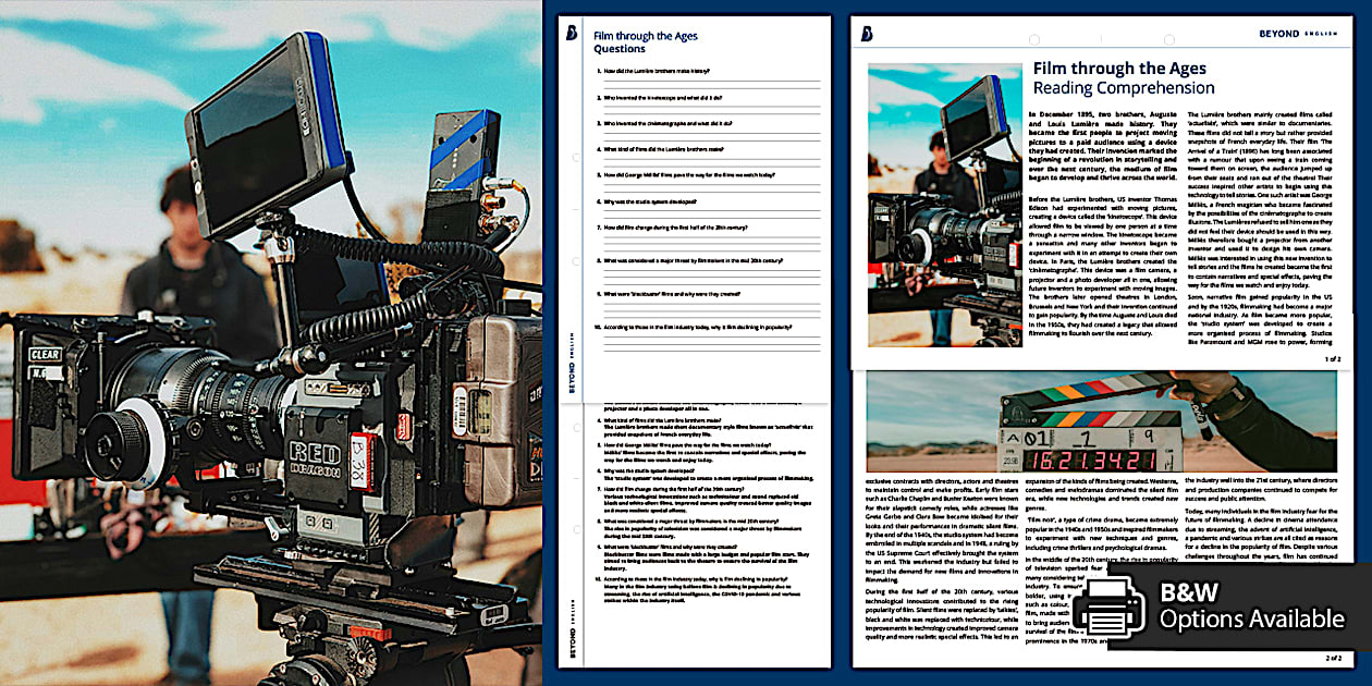 Film through the Ages Reading Comprehension - Twinkl