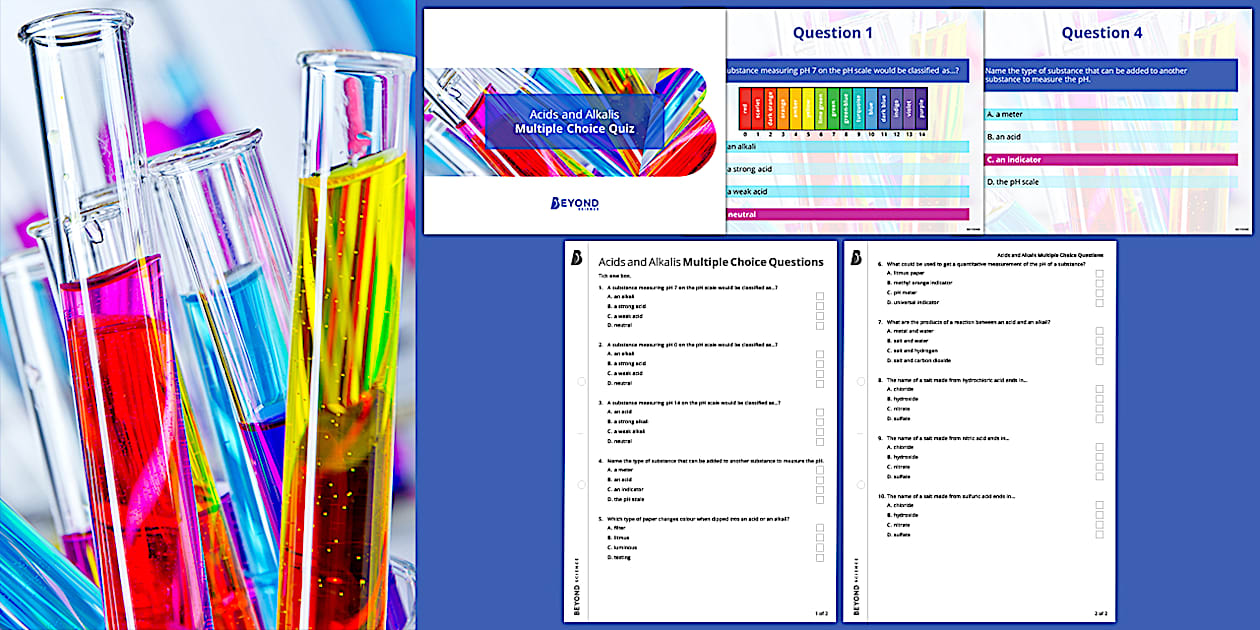 Acids and Alkalis Multiple Choice Quiz Bundle | KS3 | Beyond