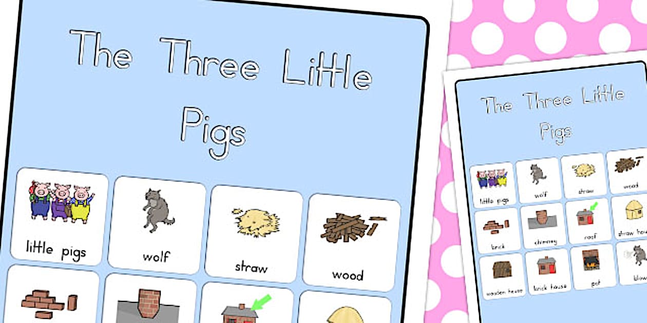 The 3 Little Pigs Vocabulary Poster (teacher made) - Twinkl