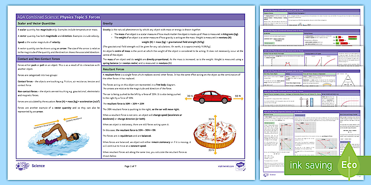 AQA GCSE Physics (Combined) Unit 5 Forces Knowledge Organizer AQA GCSE Physics (Combined) Unit 5 Forces Knowledge Organizer