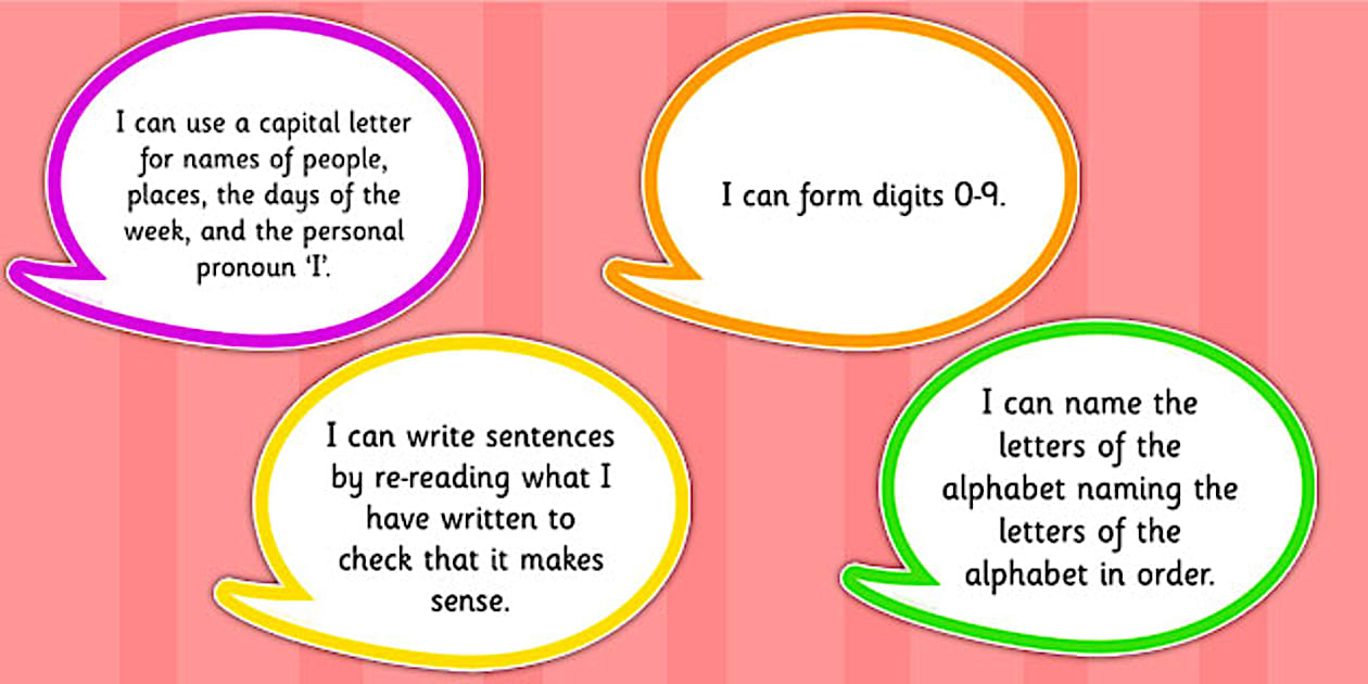 2014 National Curriculum Year 1 English Writing Assessment I Can Bubbles