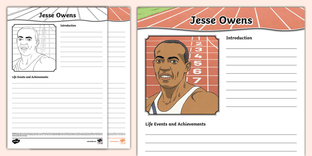 Jesse Owens Biography Template (teacher made) - Twinkl