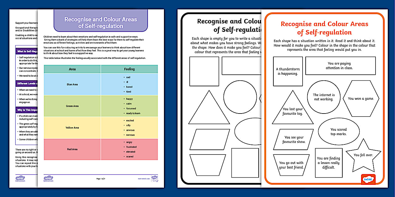 OT: Recognise and Colour Areas of Self-regulation KS1