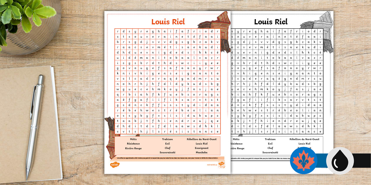 FREE! - A Louis Riel Word Search French (Teacher-Made)